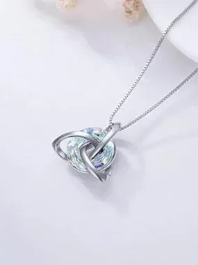 Jewelry | Nwt 925 Sterling Silver Celtic Knot Necklace Iridescent Faux ...